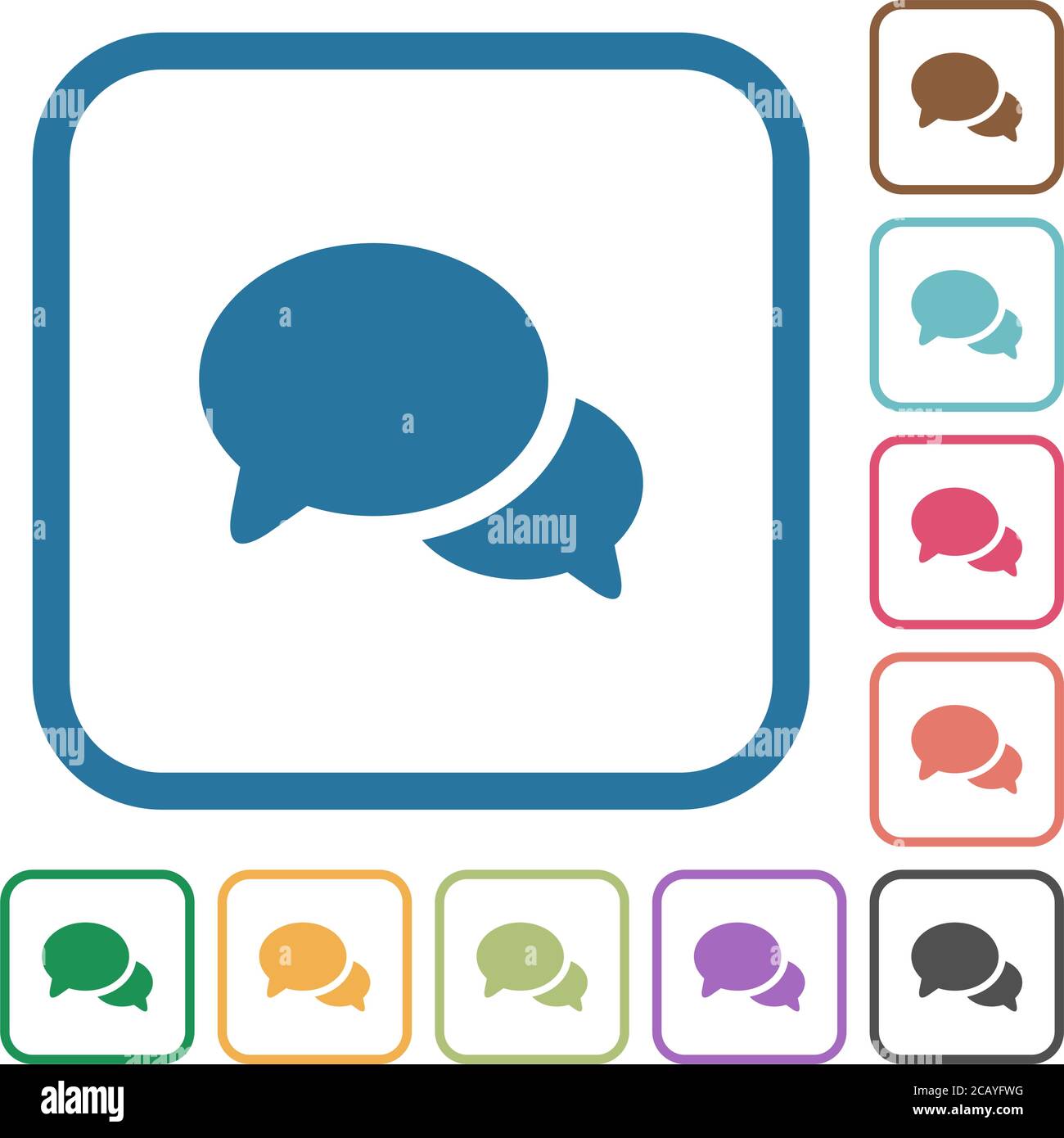 Discussion simple icons in color rounded square frames on white ...