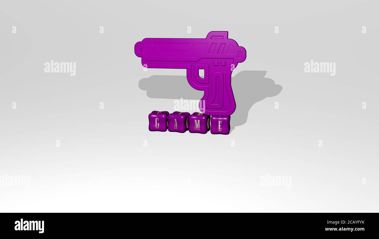 GAME 3D icon object on text of cubic letters. 3D illustration ...