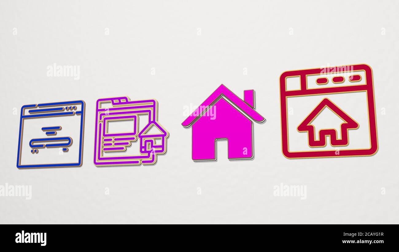 home page 4 icons set. 3D illustration Stock Photo - Alamy