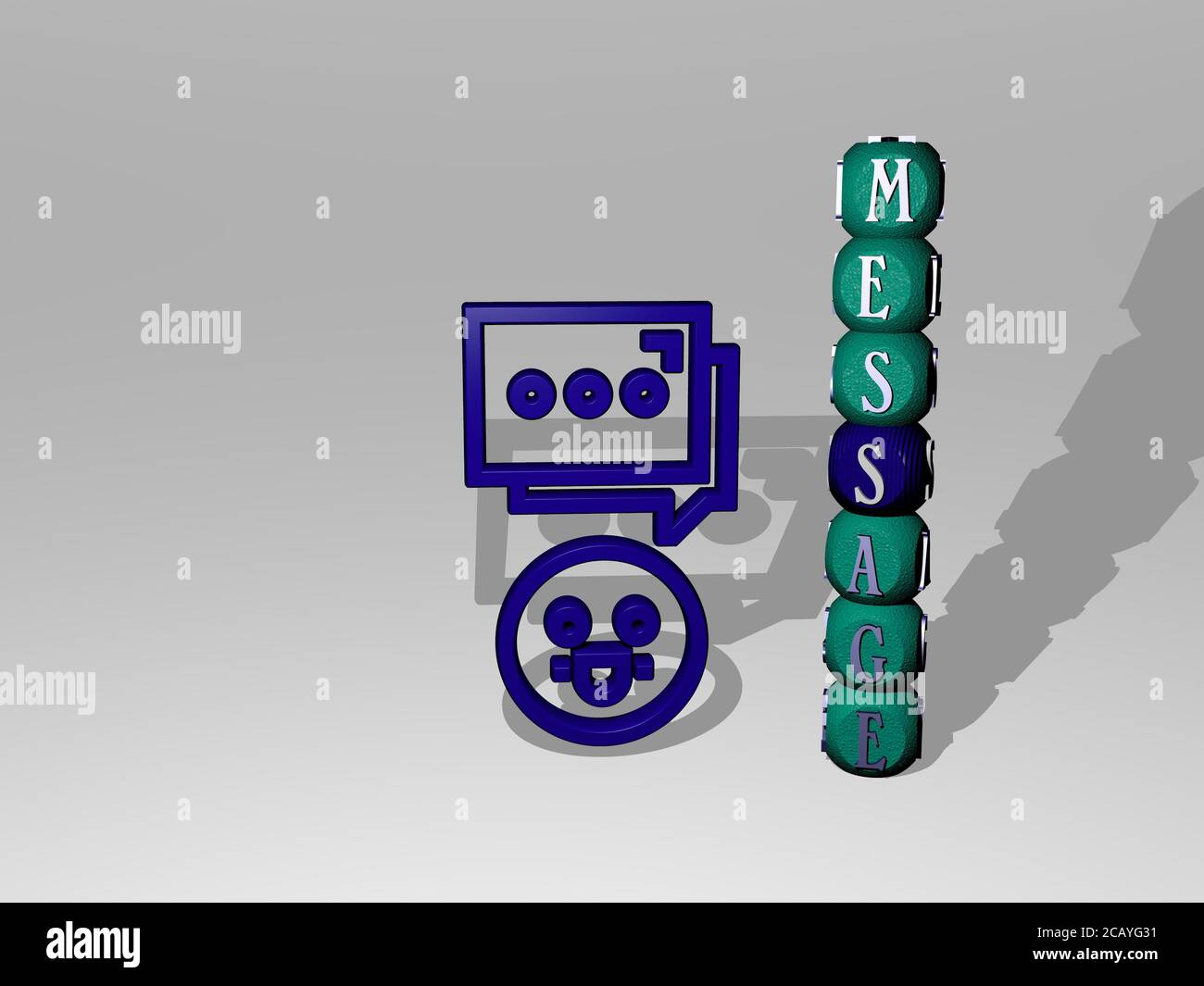 MESSAGE text beside the 3D icon. 3D illustration. background and design ...