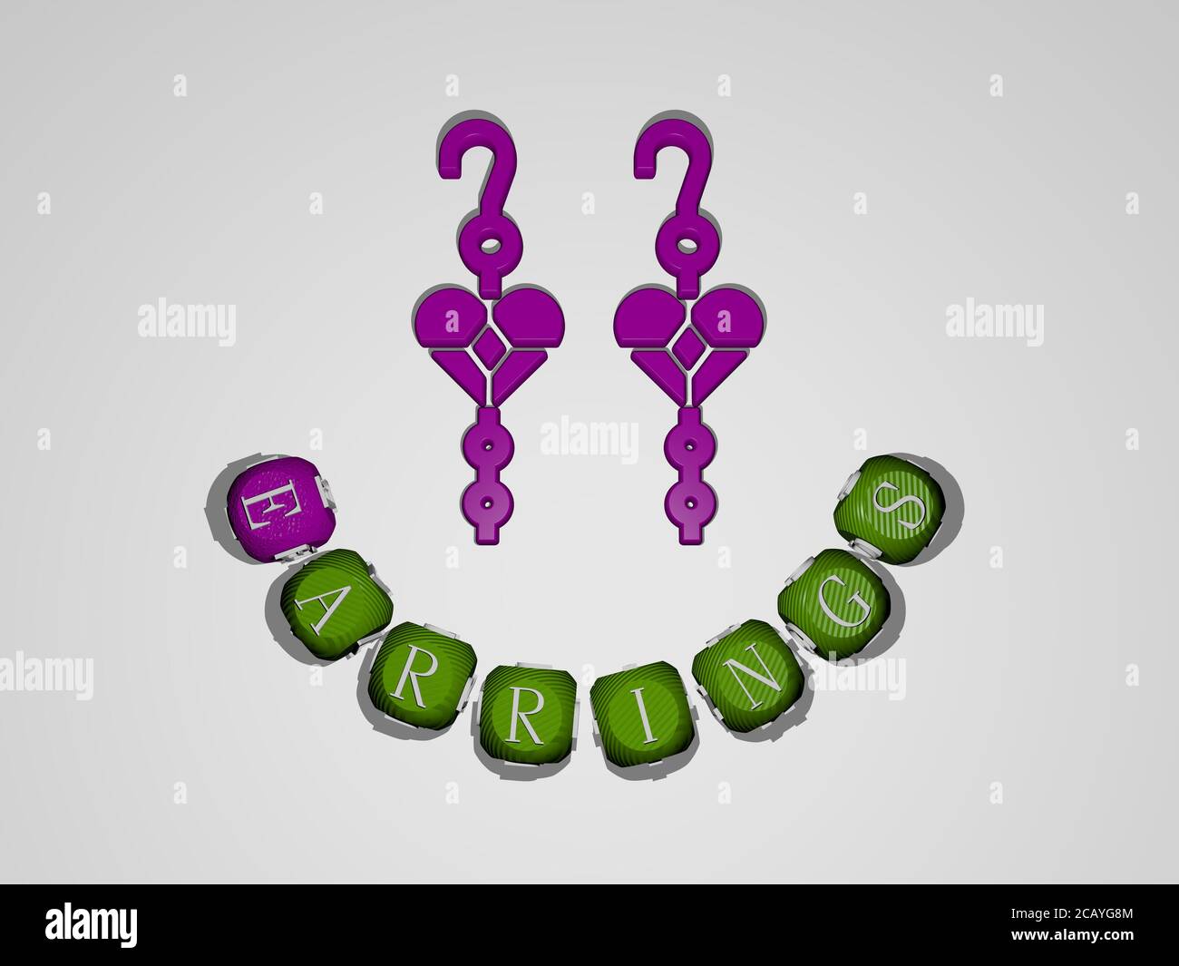 earrings text around the 3D icon. 3D illustration. beautiful and ...
