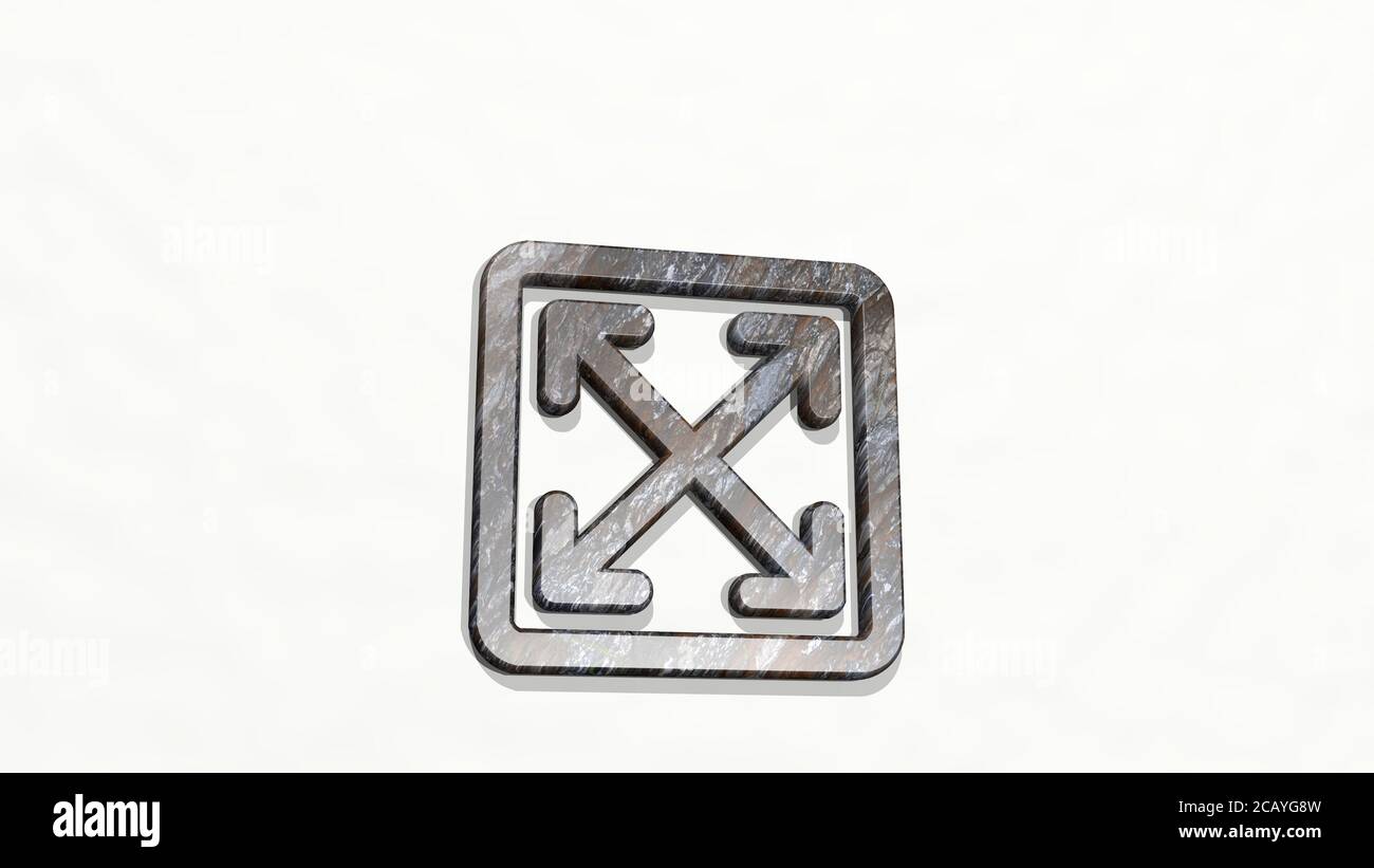 app window expand 3D icon on the wall. 3D illustration. design and ...