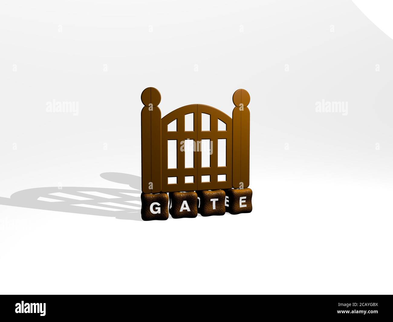 gate 3D icon on cubic text. 3D illustration. architecture and building ...