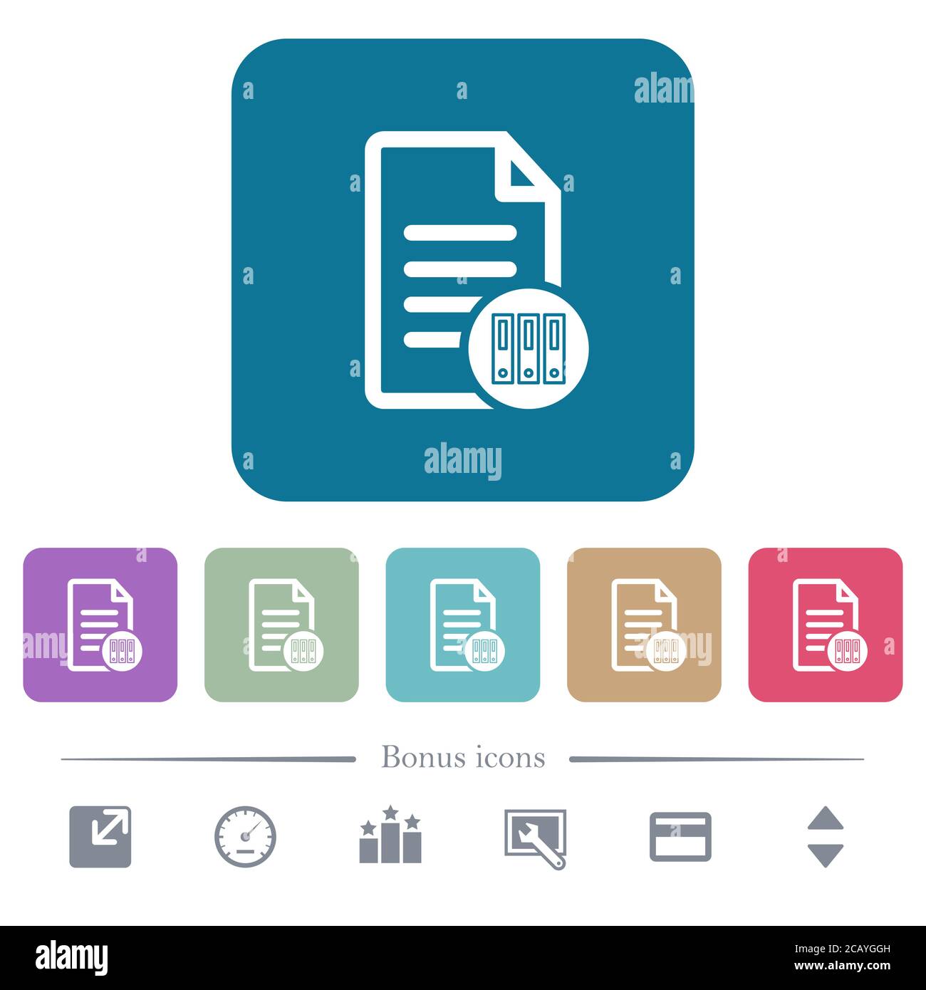 Archive document white flat icons on color rounded square backgrounds ...
