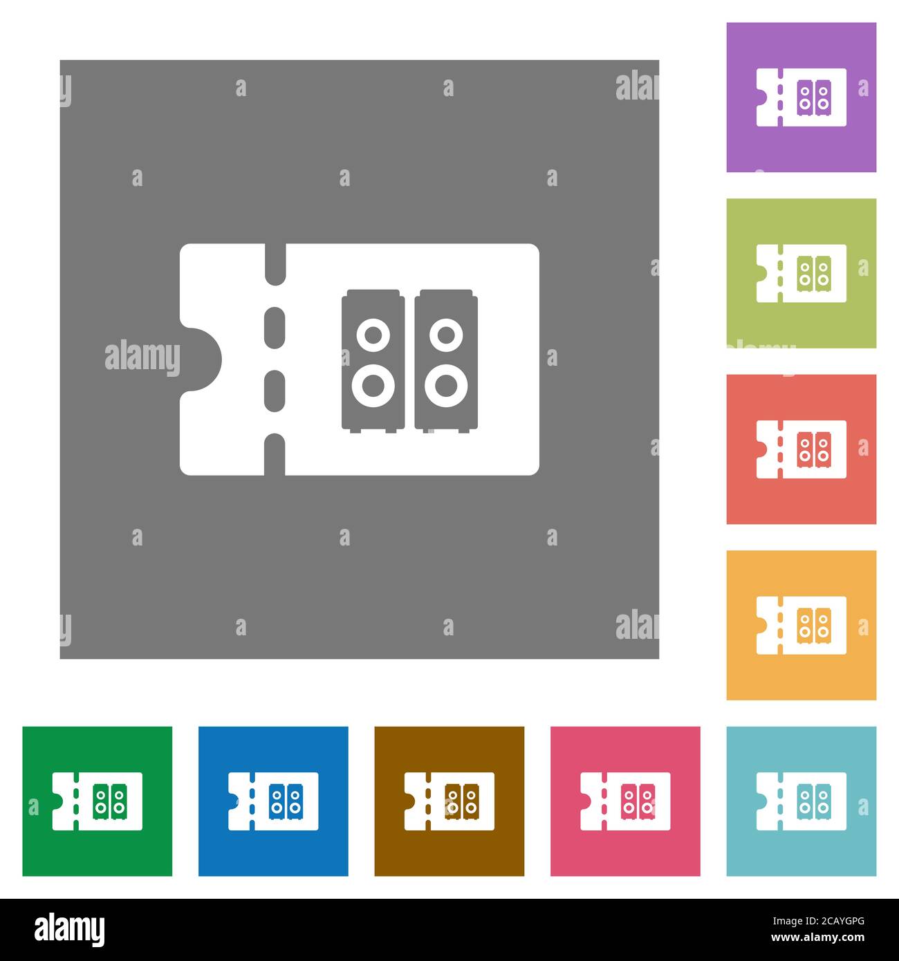 Hi-fi shop discount coupon flat icons on simple color square ...