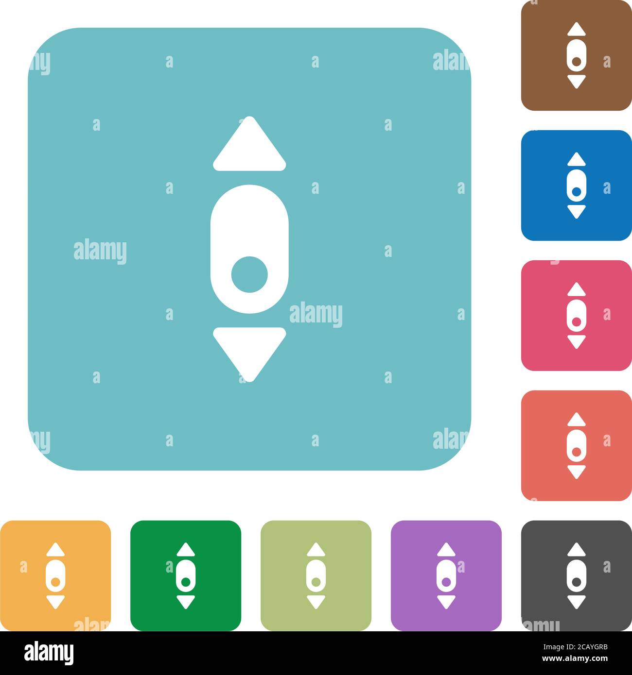 Mouse scroll down white flat icons on color rounded square backgrounds ...