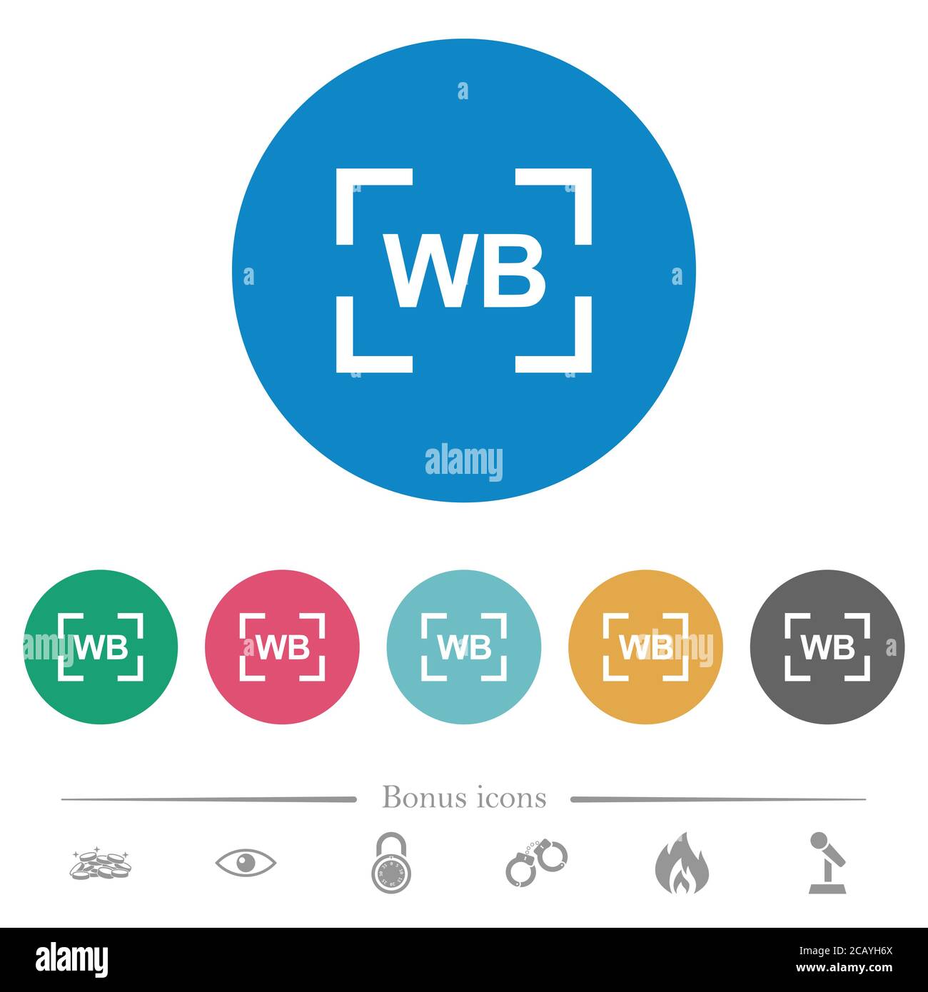 Camera white balance setting flat white icons on round color ...