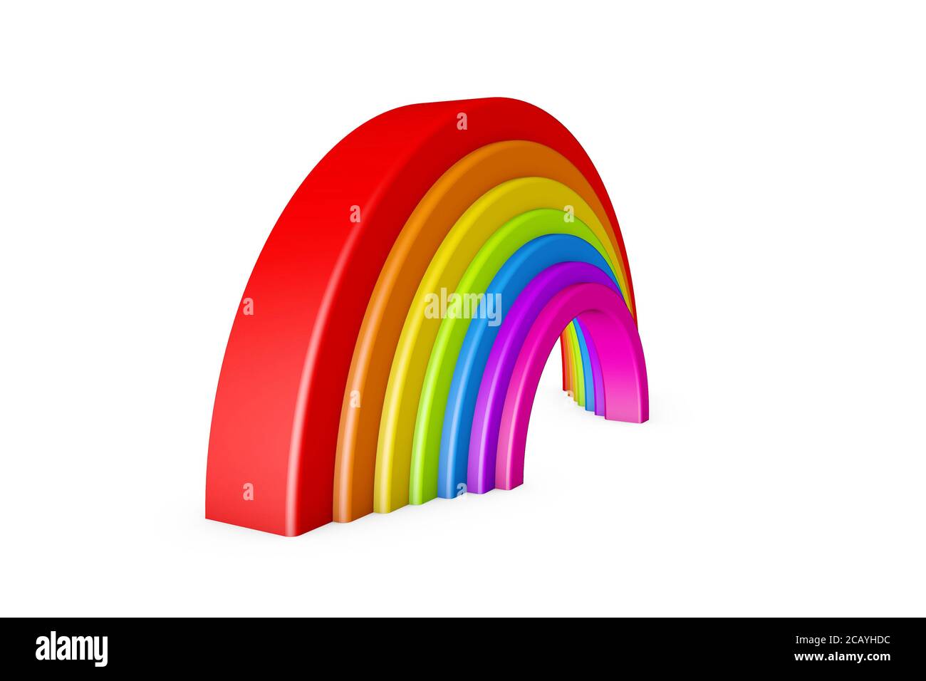 3D RENDER OF A RAINBOW VIEWED FROM THE SIDE ON A WHITE BACKGROUND Stock ...