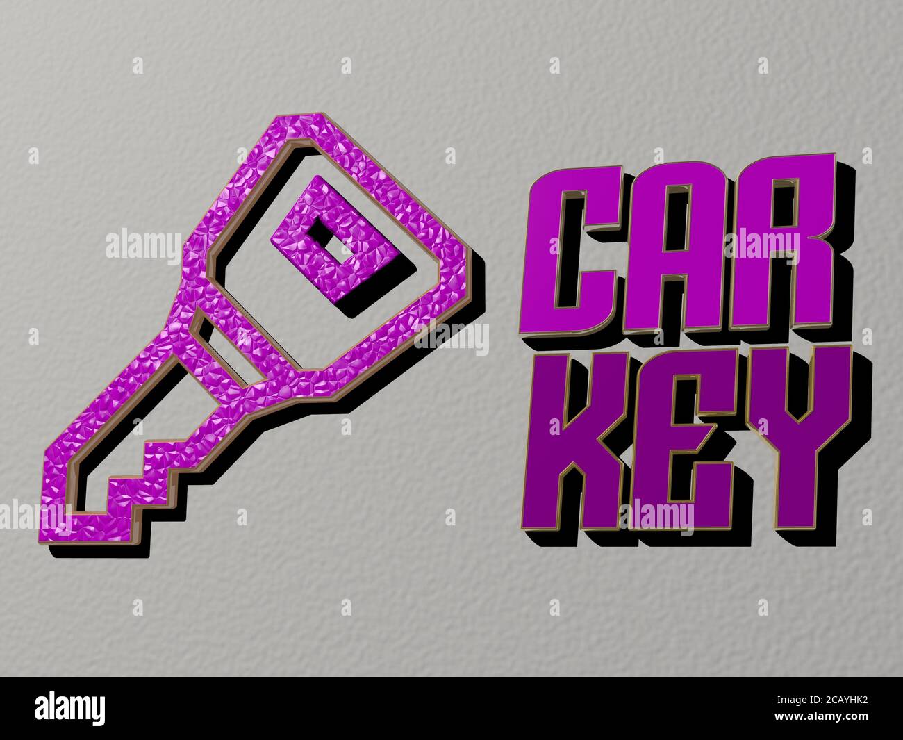 CAR KEY icon and text on the wall. 3D illustration. auto and automobile ...