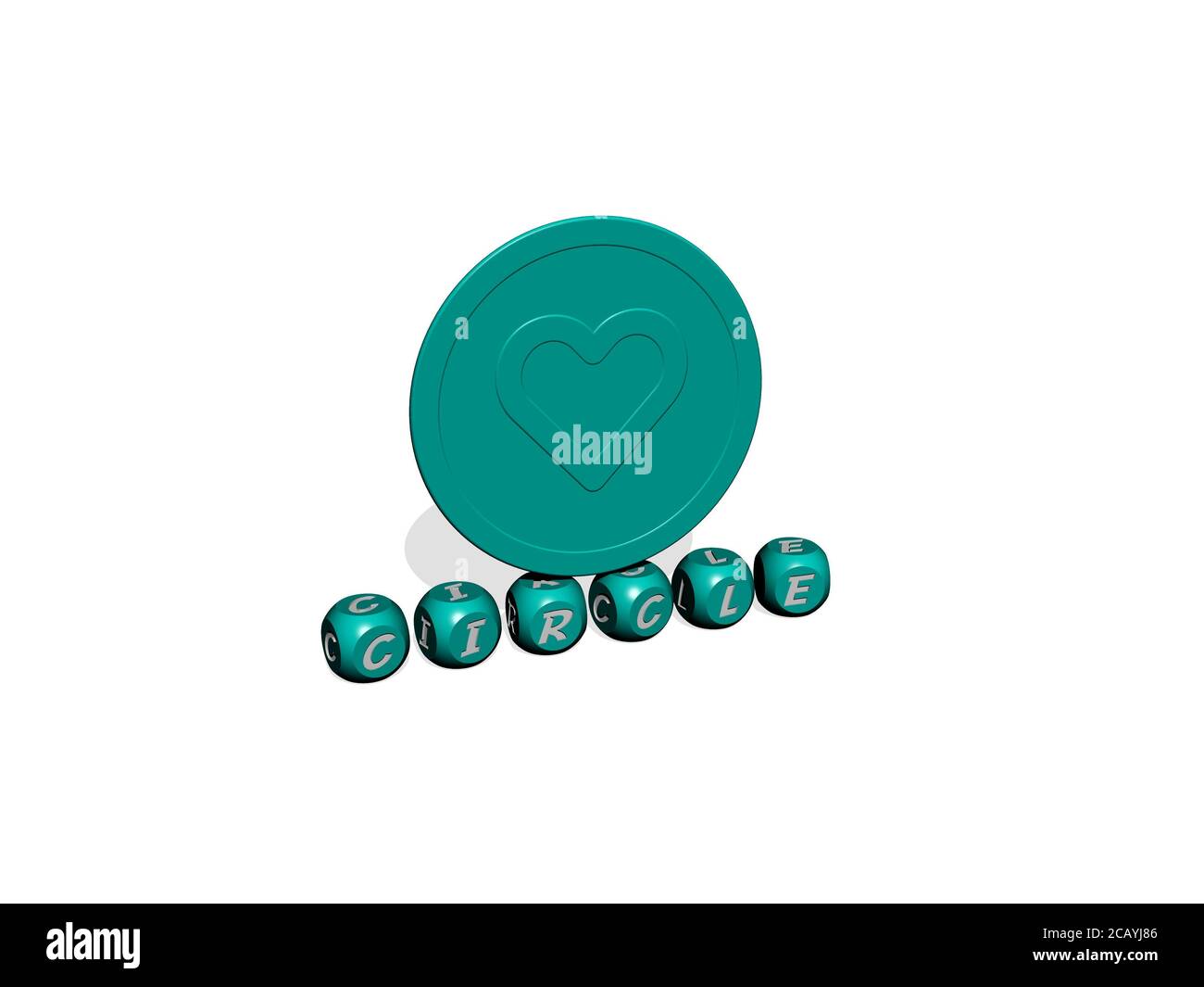 circle cubic letters with 3D icon on the top. 3D illustration ...