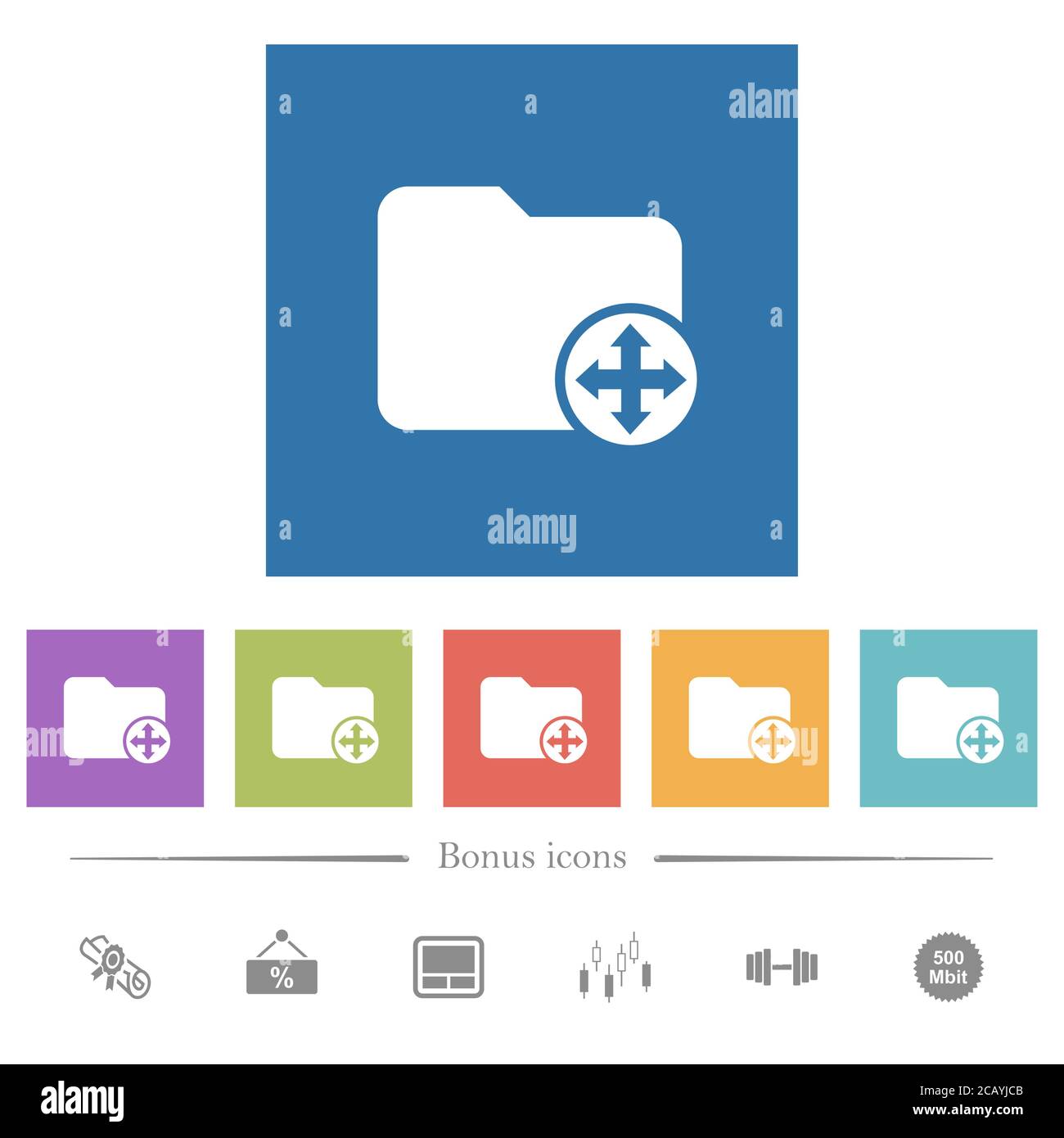 Move directory flat white icons in square backgrounds. 6 bonus icons ...
