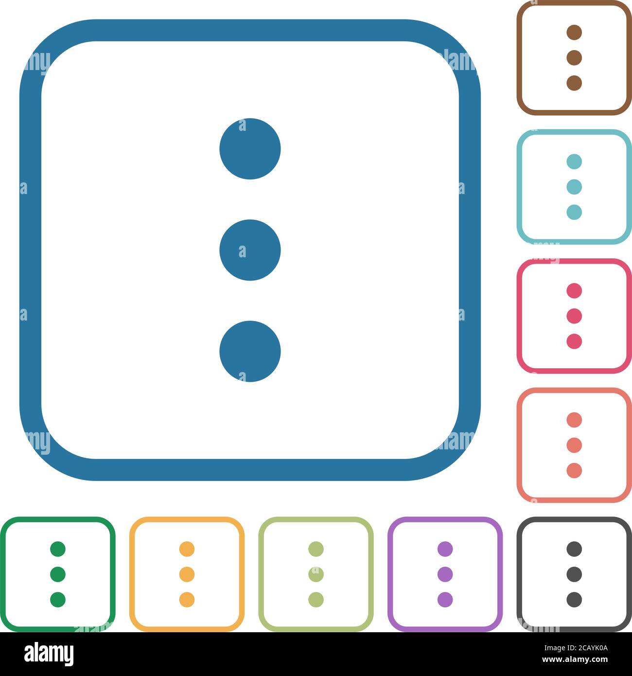 More options simple icons in color rounded square frames on white ...