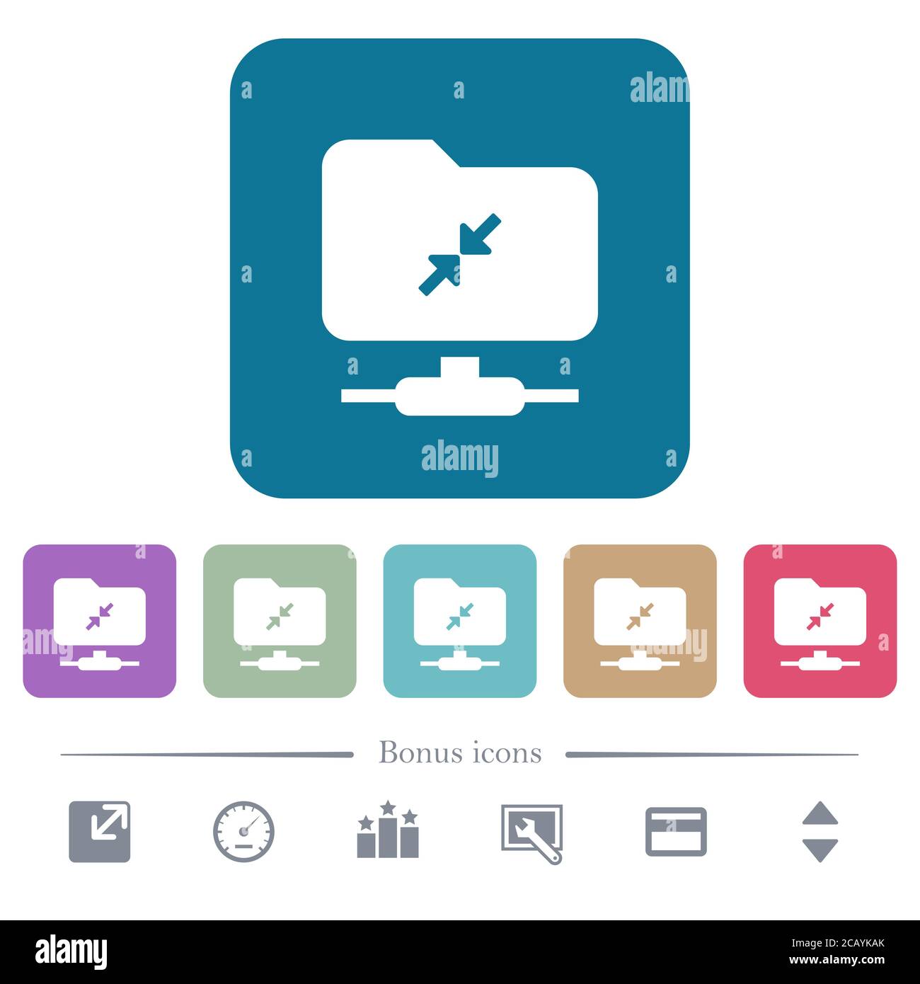 FTP compression white flat icons on color rounded square backgrounds. 6 bonus icons included ...