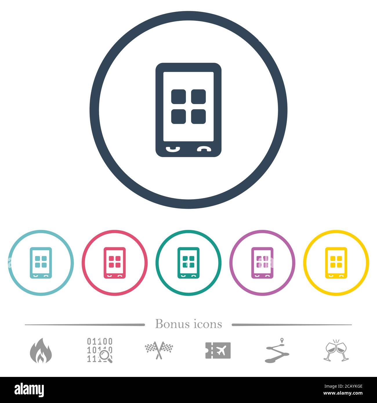 Mobile Applications Flat Color Icons In Round Outlines 6 Bonus Icons Included Stock Vector