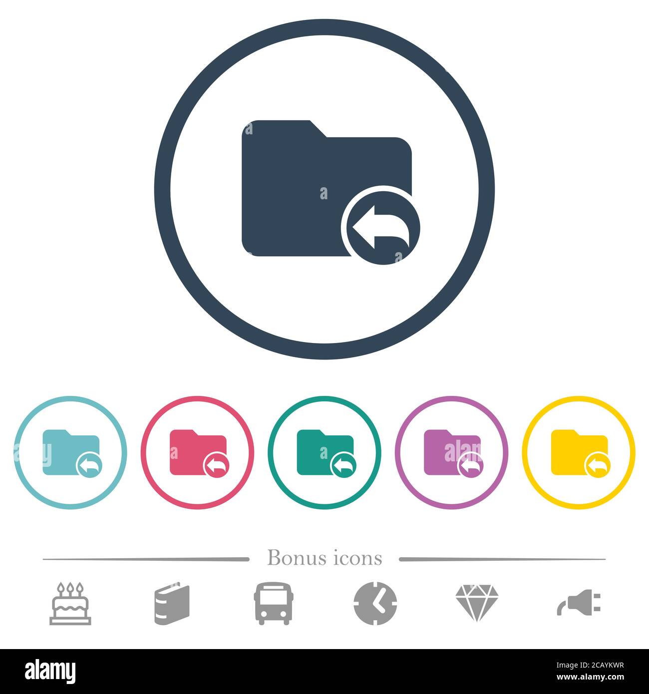 Parent directory flat color icons in round outlines. 6 bonus icons ...