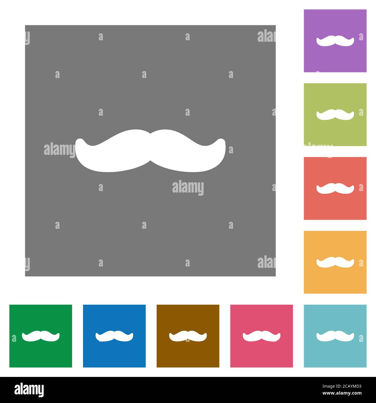 Mustache flat icons on simple color square backgrounds Stock Vector ...
