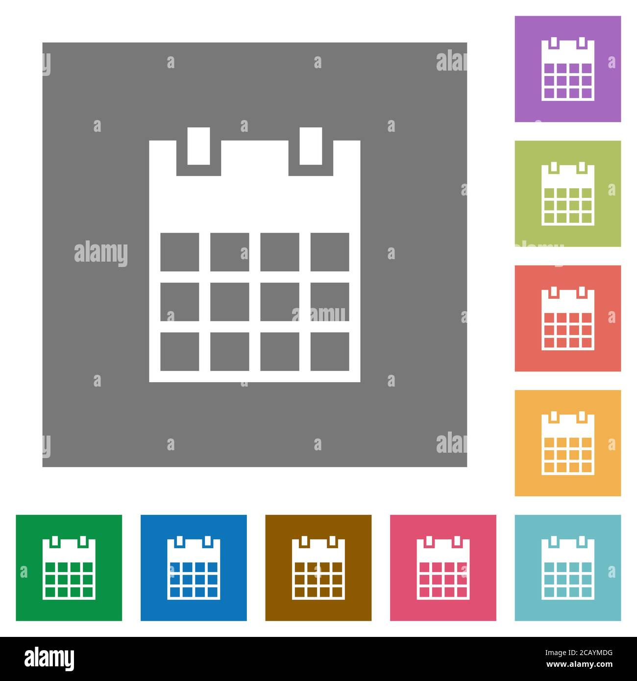Single calendar flat icons on simple color square backgrounds Stock ...