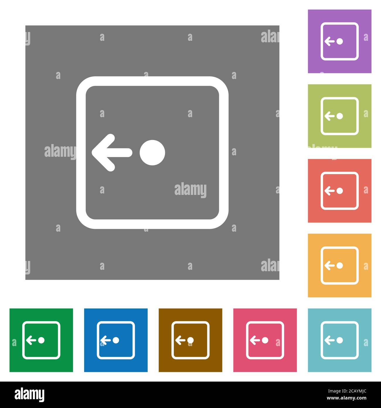 Move object left flat icons on simple color square backgrounds Stock ...