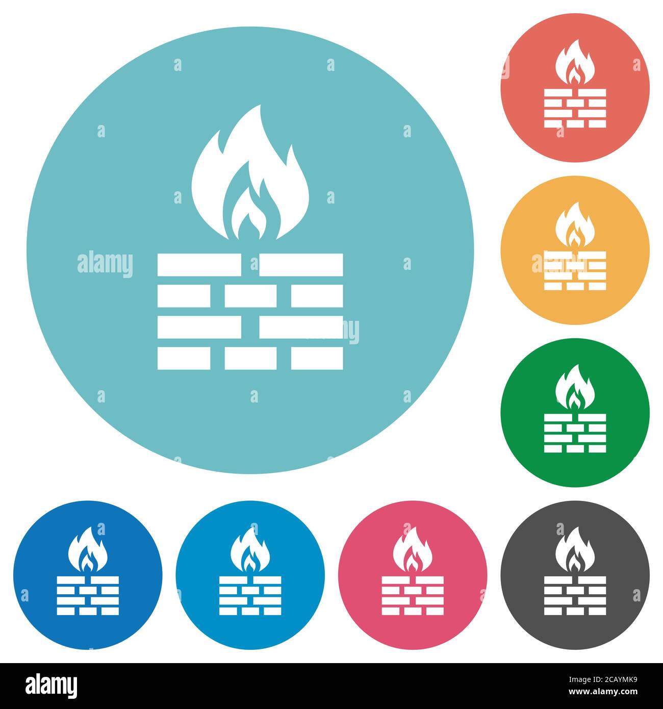Firewall flat white icons on round color backgrounds Stock Vector Image ...