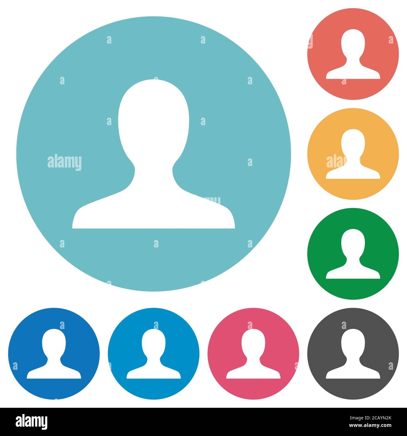 Blank user avatar flat white icons on round color backgrounds Stock ...