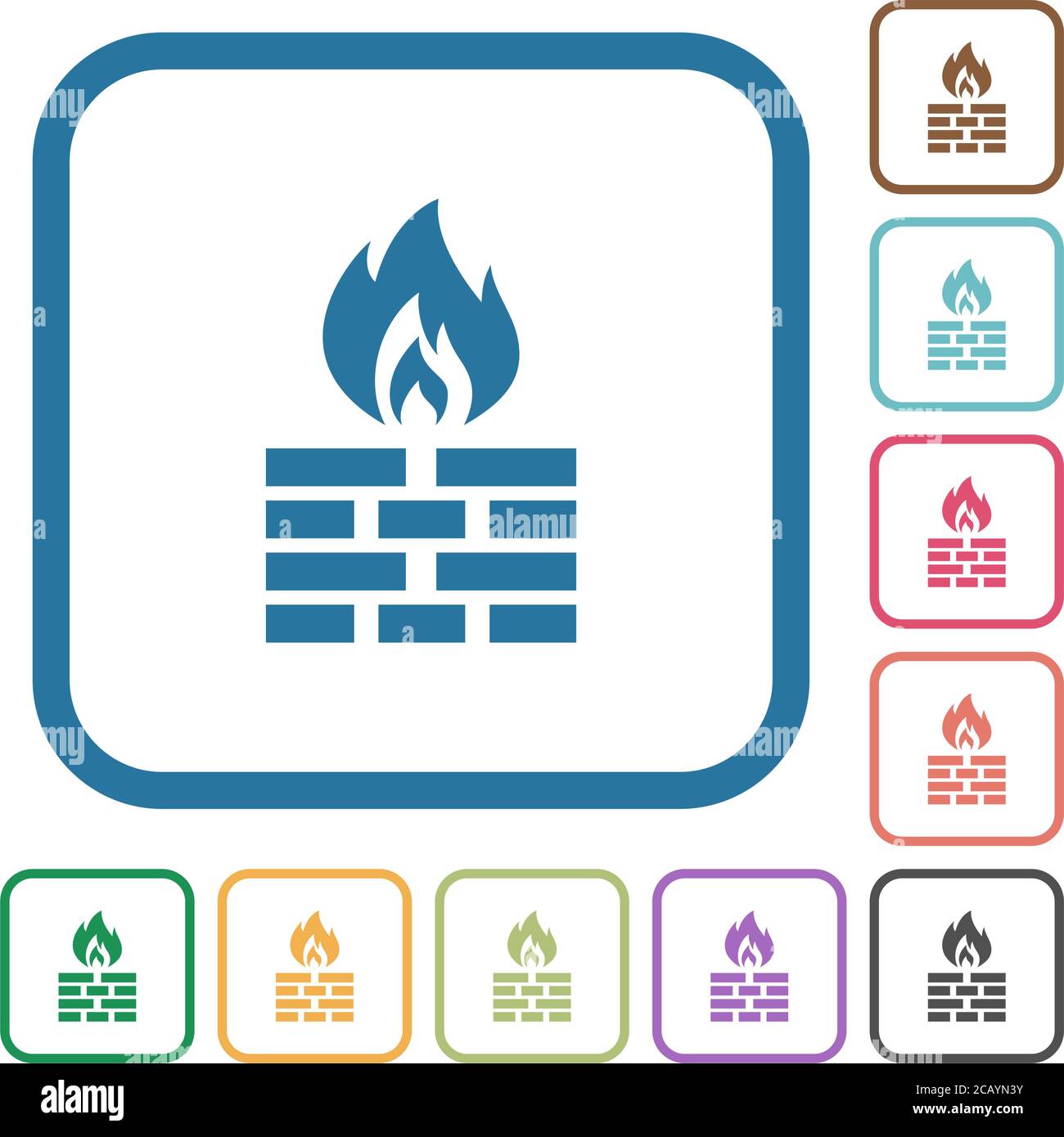 Firewall simple icons in color rounded square frames on white background Stock Vector Image ...