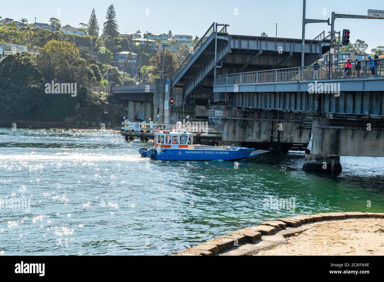Spit Bridge Opened for Vessels to transit on a sunny winter afternoon ...