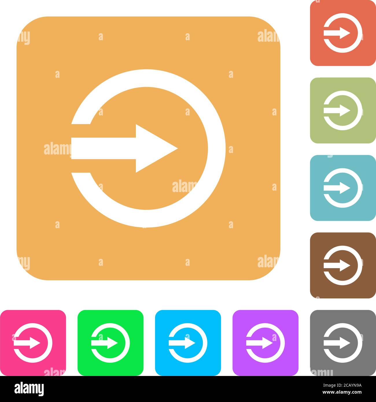 Import flat icons on rounded square vivid color backgrounds Stock ...