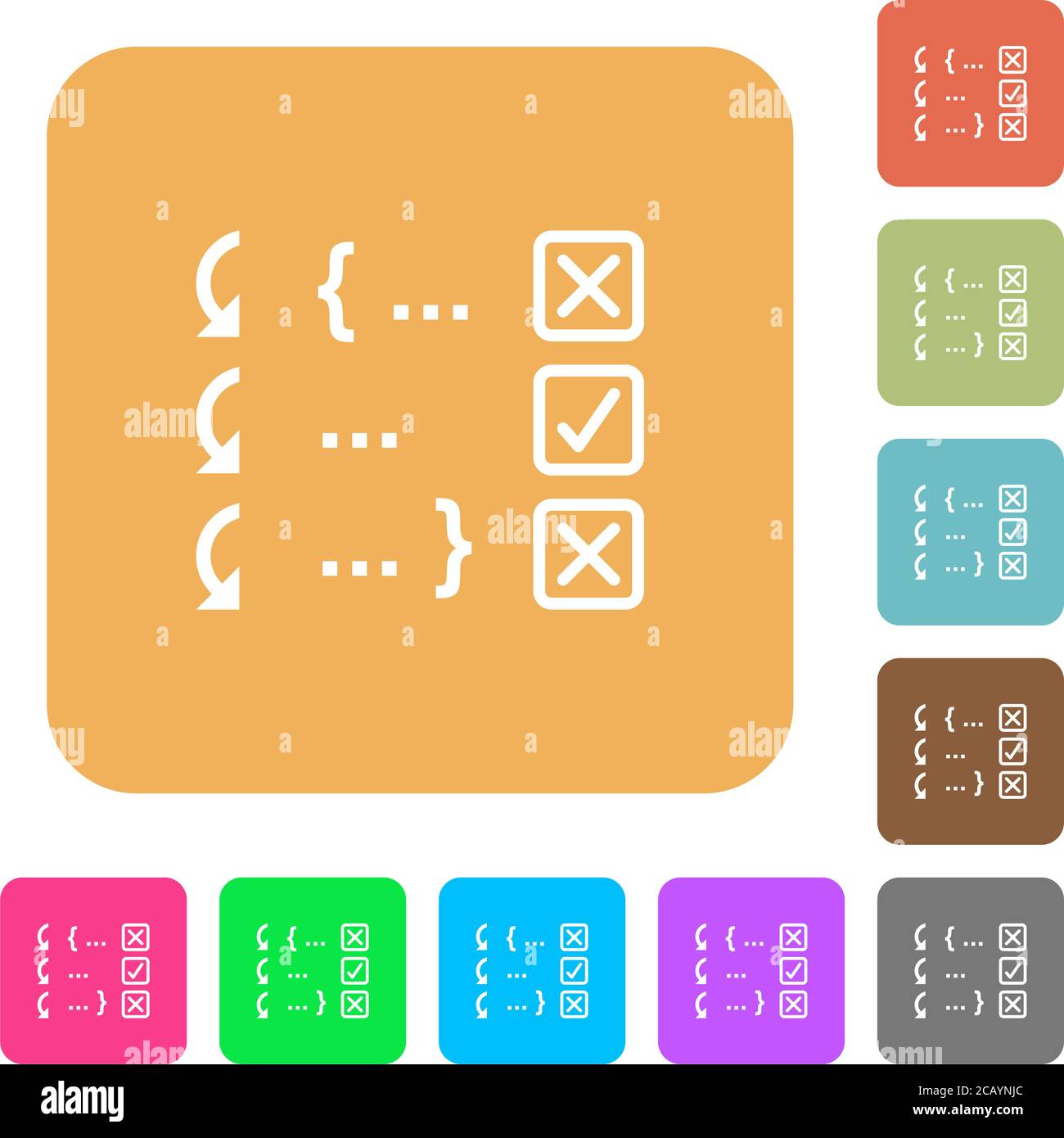 Debugging program flat icons on rounded square vivid color backgrounds ...