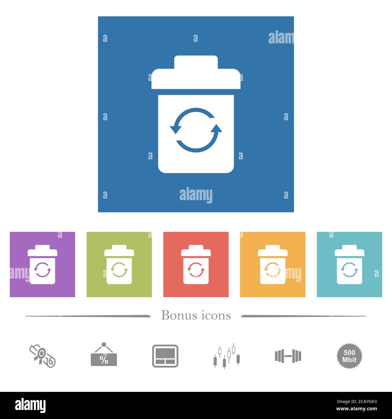 Undelete flat white icons in square backgrounds. 6 bonus icons included ...