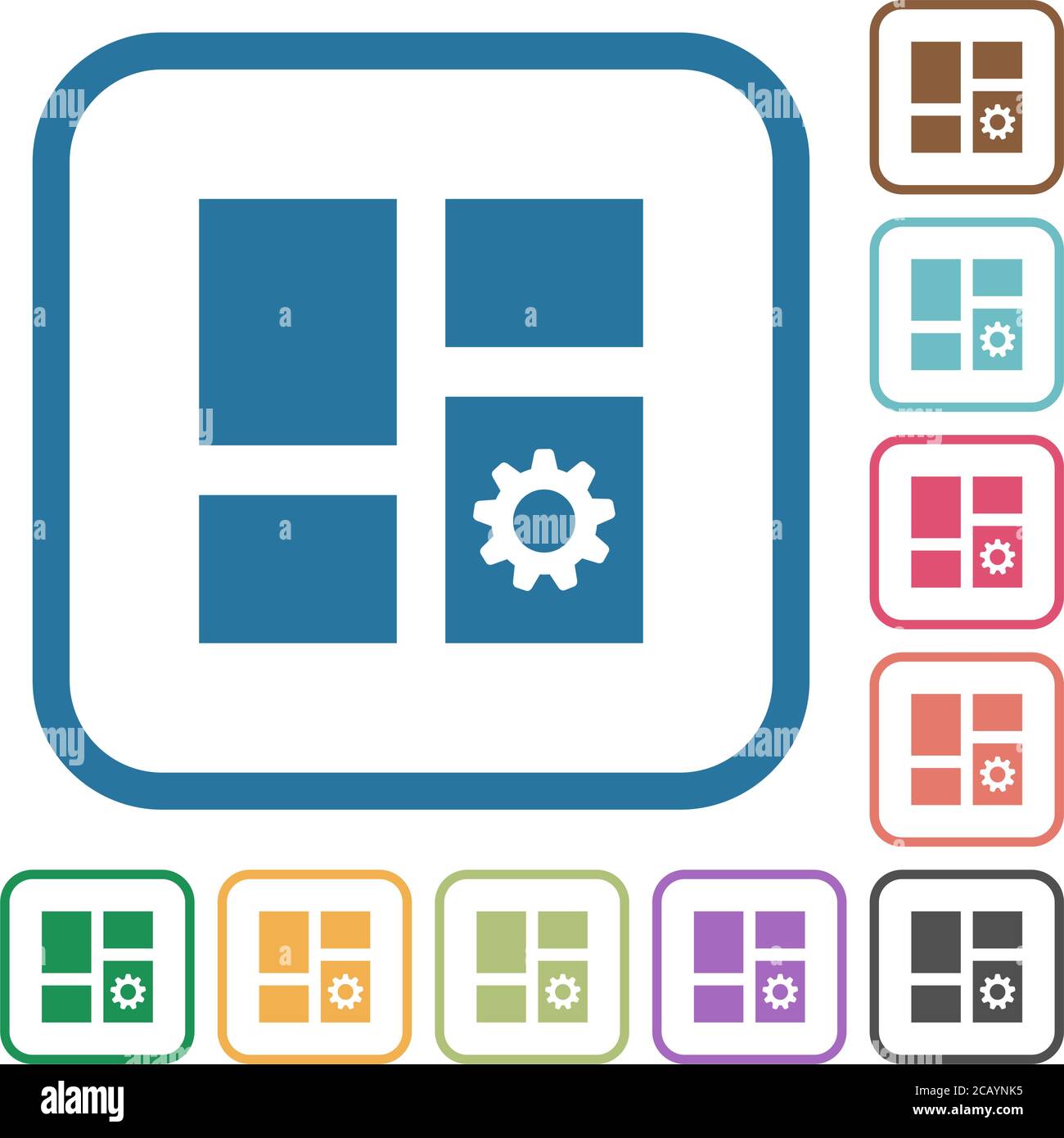 Dashboard settings simple icons in color rounded square frames on white ...