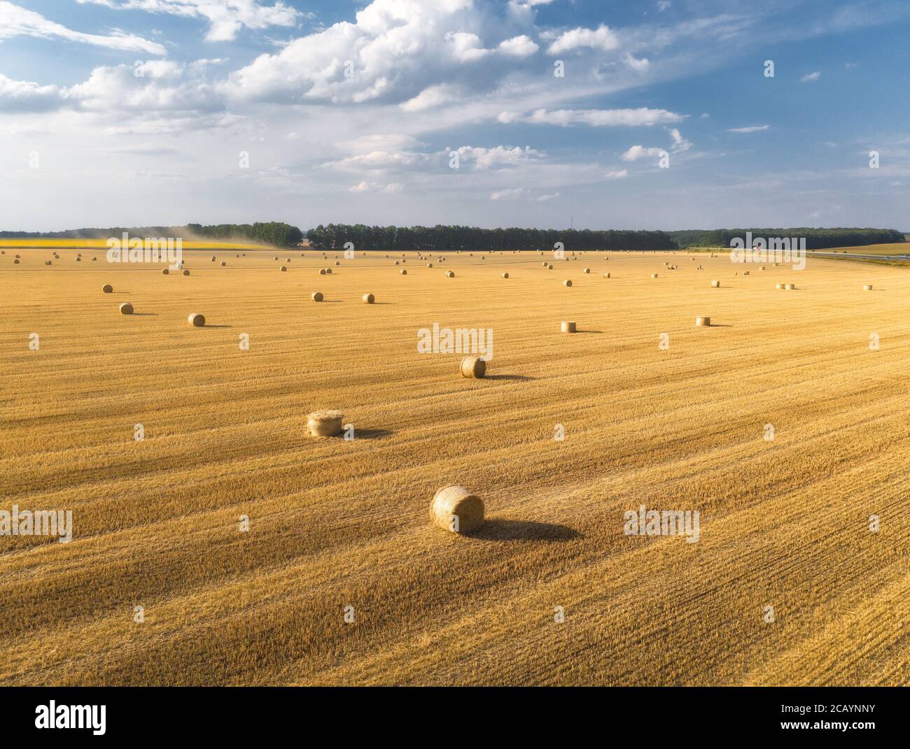 Aerial view field stacks hay hi-res stock photography and images - Alamy