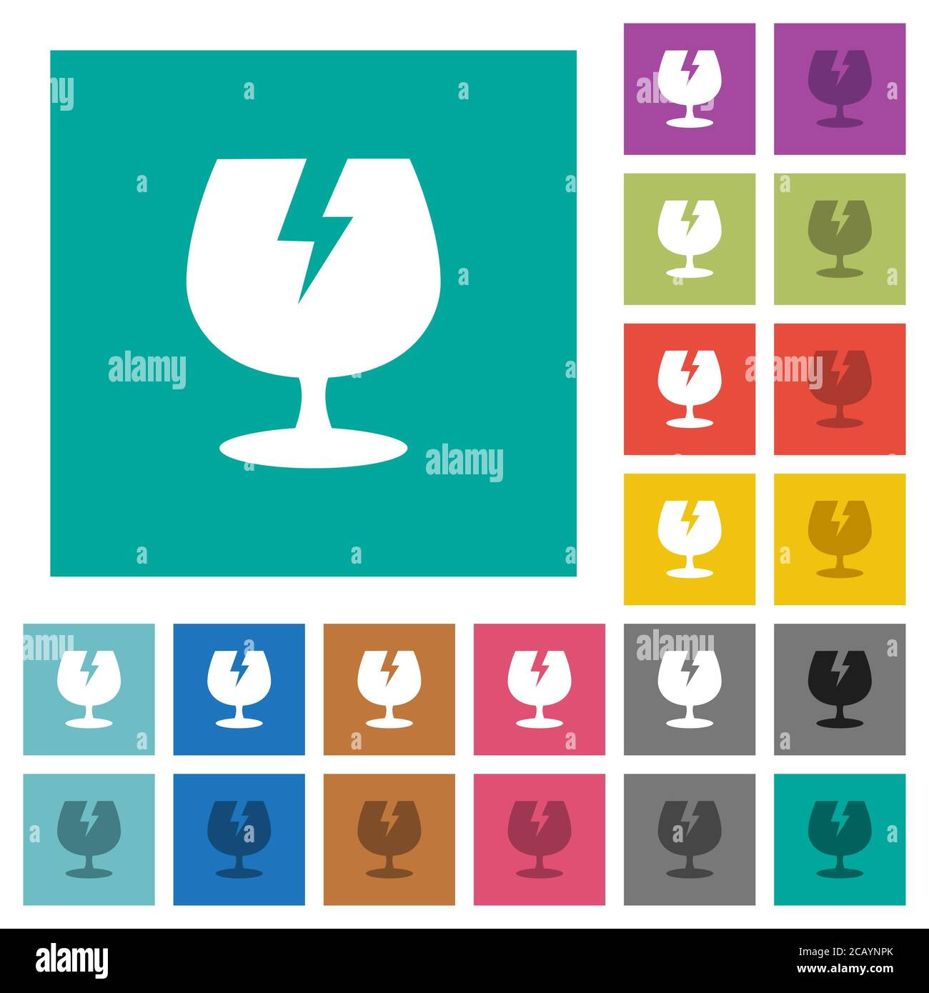 Fragile symbol multi colored flat icons on plain square backgrounds ...