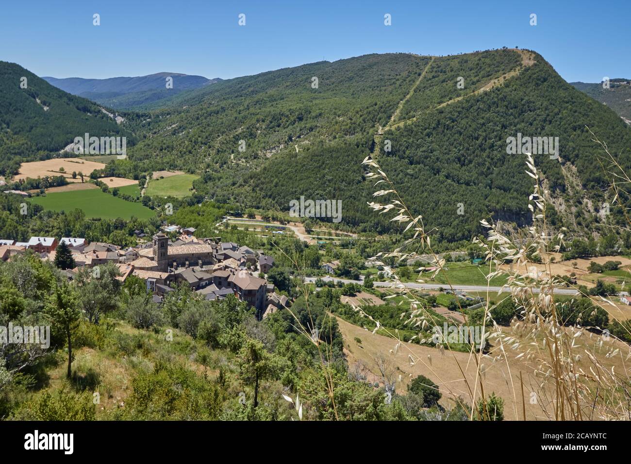 Landscape of Boltaña village in Huesca province, Aragon, Spain Stock ...
