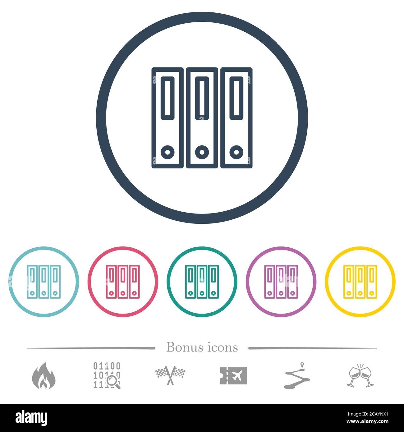 Binders flat color icons in round outlines. 6 bonus icons included Stock Vector Image & Art - Alamy