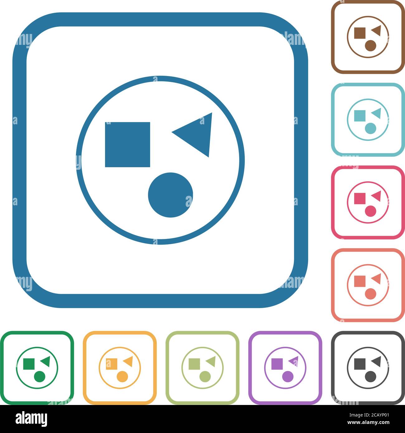 Grouping elements simple icons in color rounded square frames on white ...