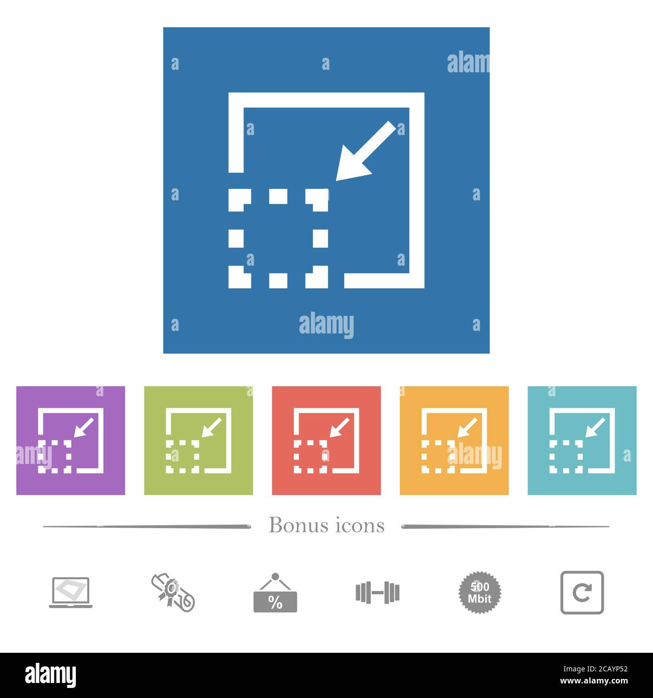 Minimize element flat white icons in square backgrounds. 6 bonus icons ...