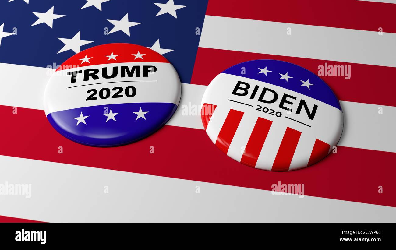 Badges of Donald Trump and Joe Biden on the flag of the United States symbols of the elections of November 3 2020 Stock Photo Alamy