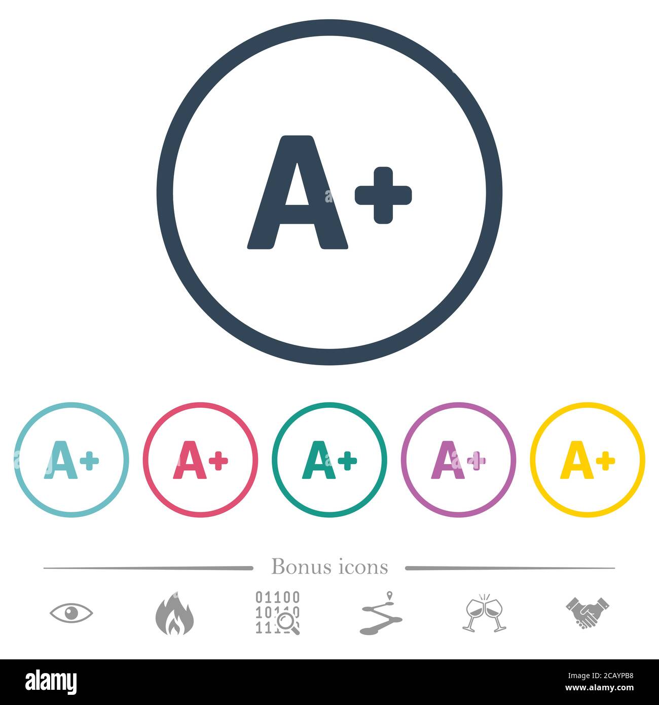 Increase font size flat color icons in round outlines. 6 bonus icons ...