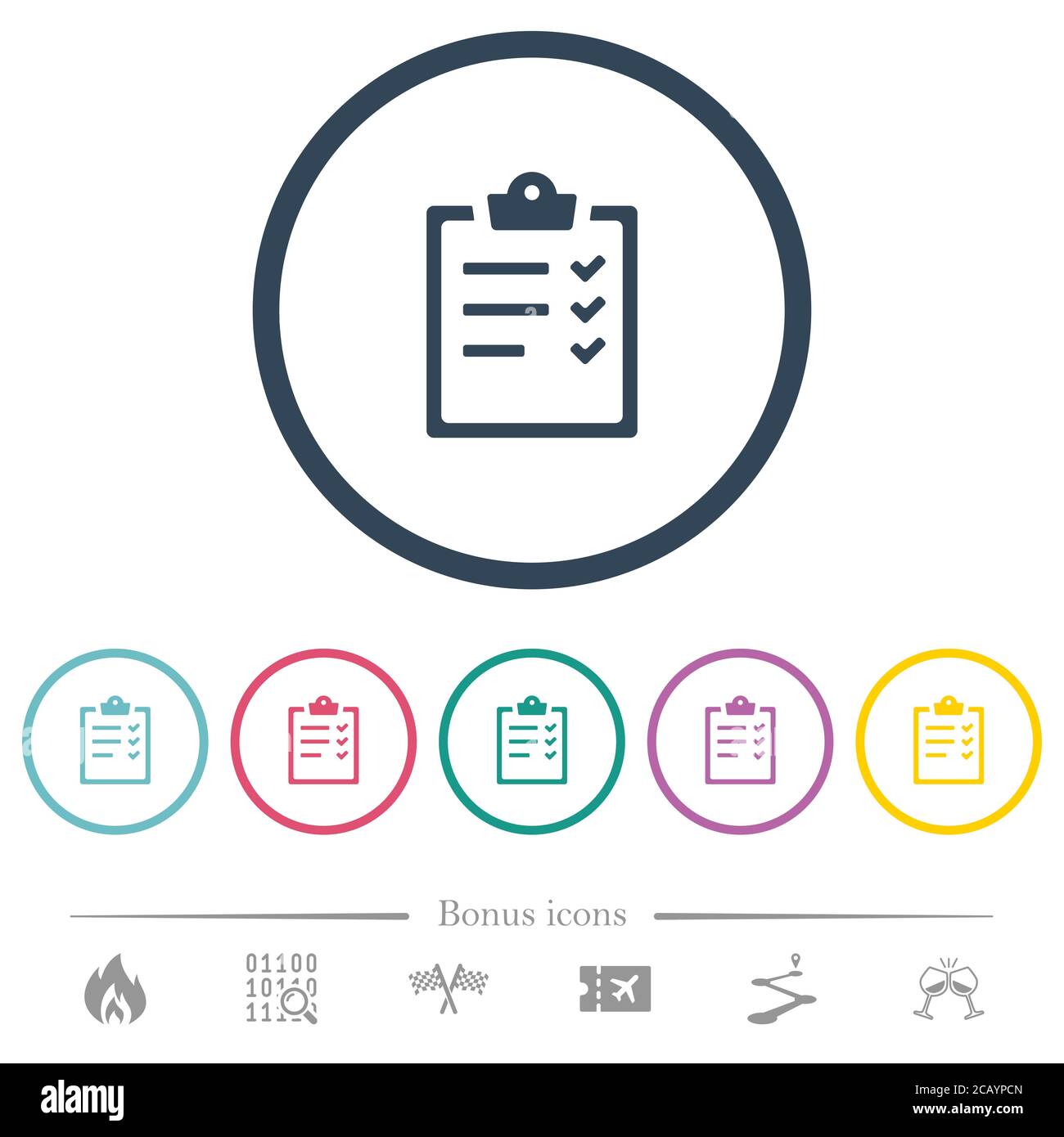 Task list flat color icons in round outlines. 6 bonus icons included ...