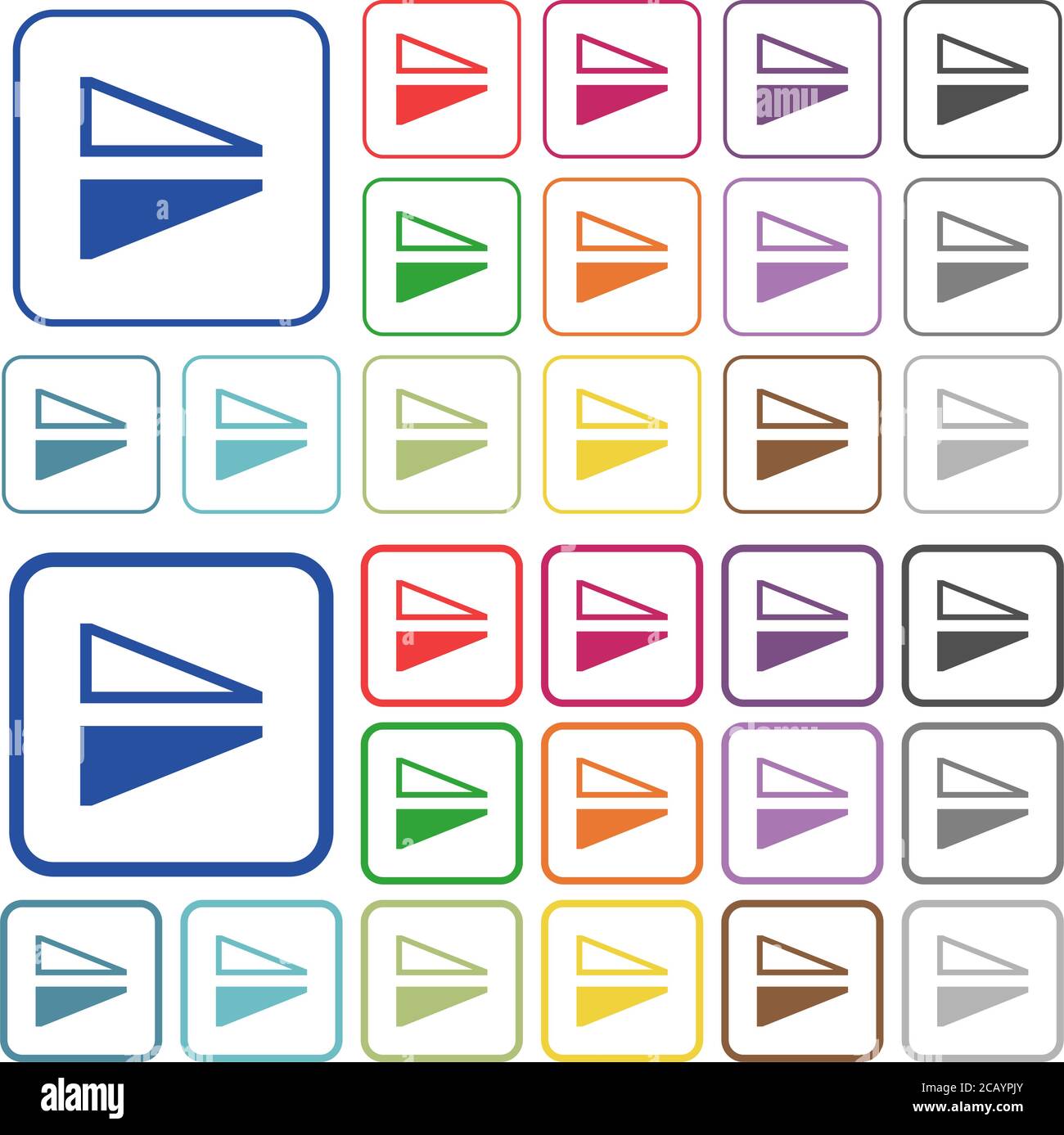 Flip vertical color flat icons in rounded square frames. Thin and thick versions included Stock ...