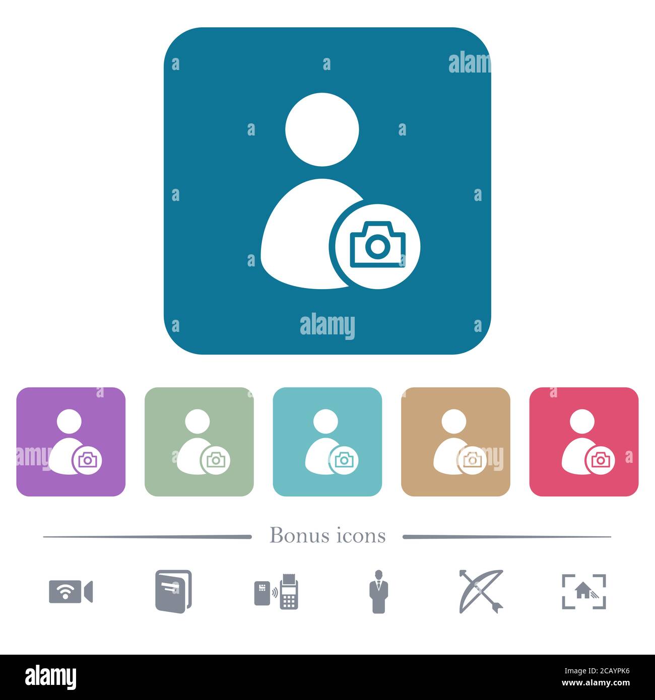 Account profile photo white flat icons on color rounded square ...