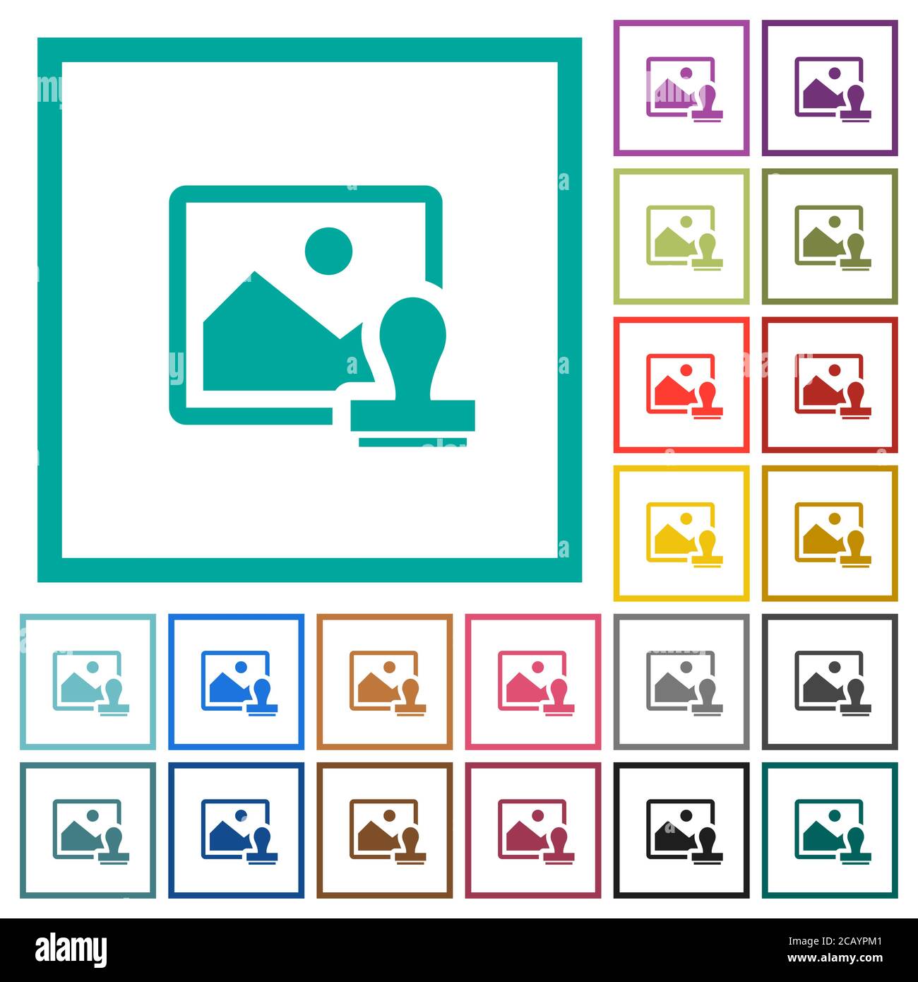 Image watermark flat color icons with quadrant frames on white ...