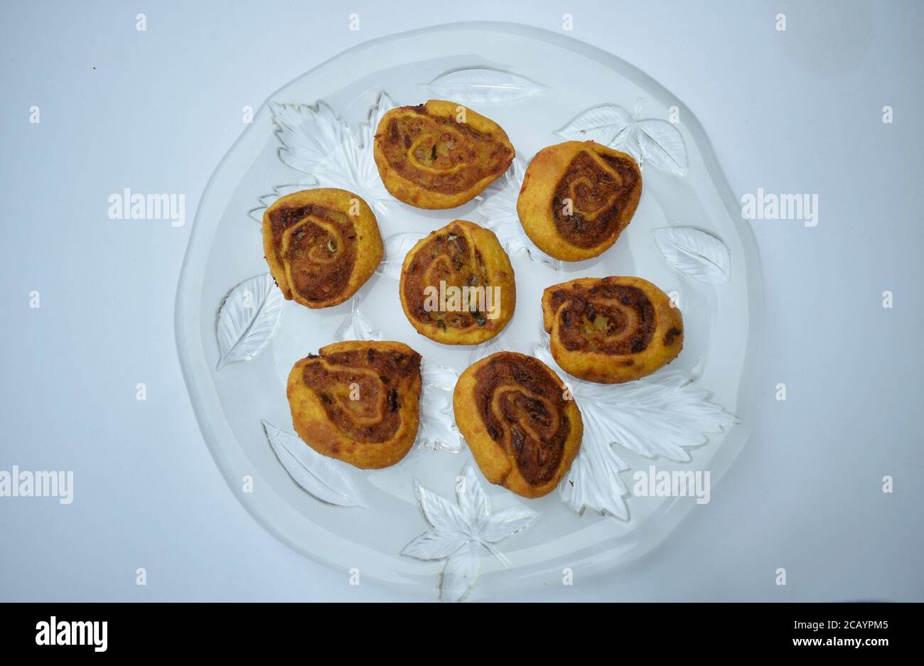 Top view of Indian traditional spicy snack Bhakarwadi also known as ...