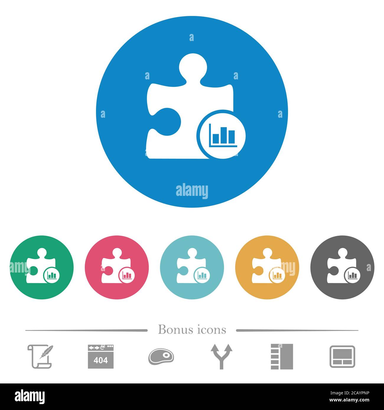 Plugin statistics flat white icons on round color backgrounds. 6 bonus ...