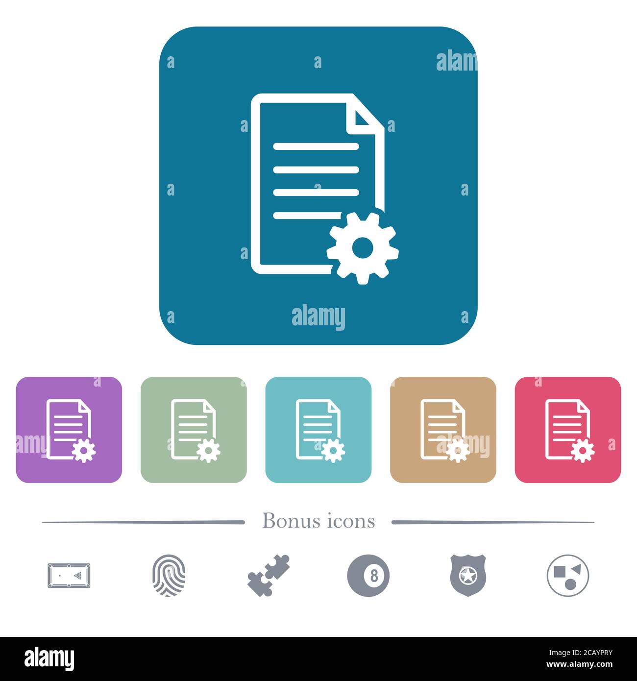 Document setup white flat icons on color rounded square backgrounds. 6 ...