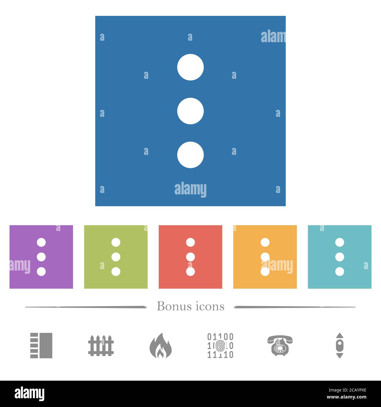 More options flat white icons in square backgrounds. 6 bonus icons ...