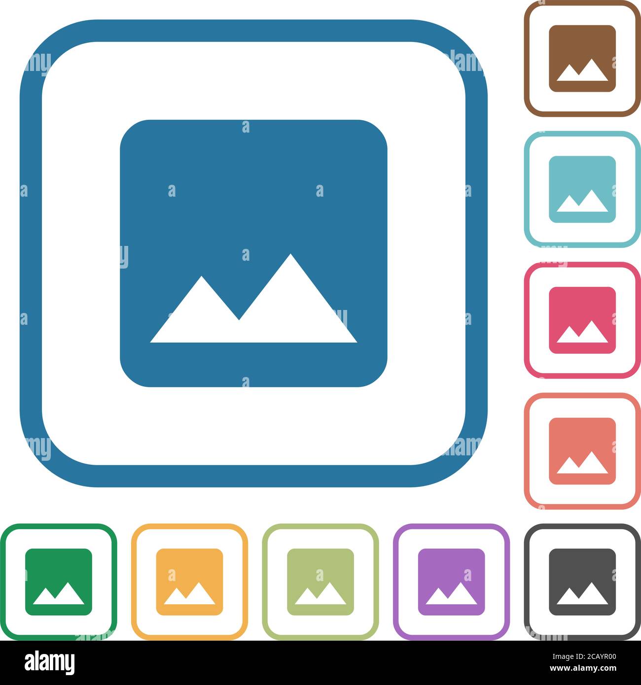 Single image simple icons in color rounded square frames on white ...