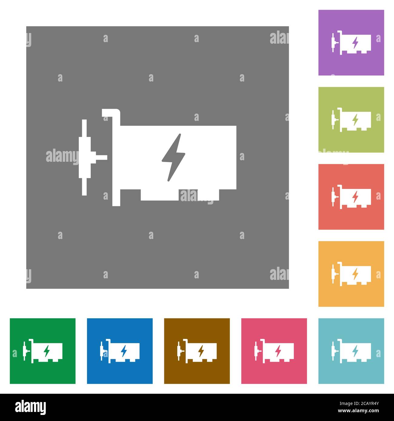 Fast ethernet network controller flat icons on simple color square ...