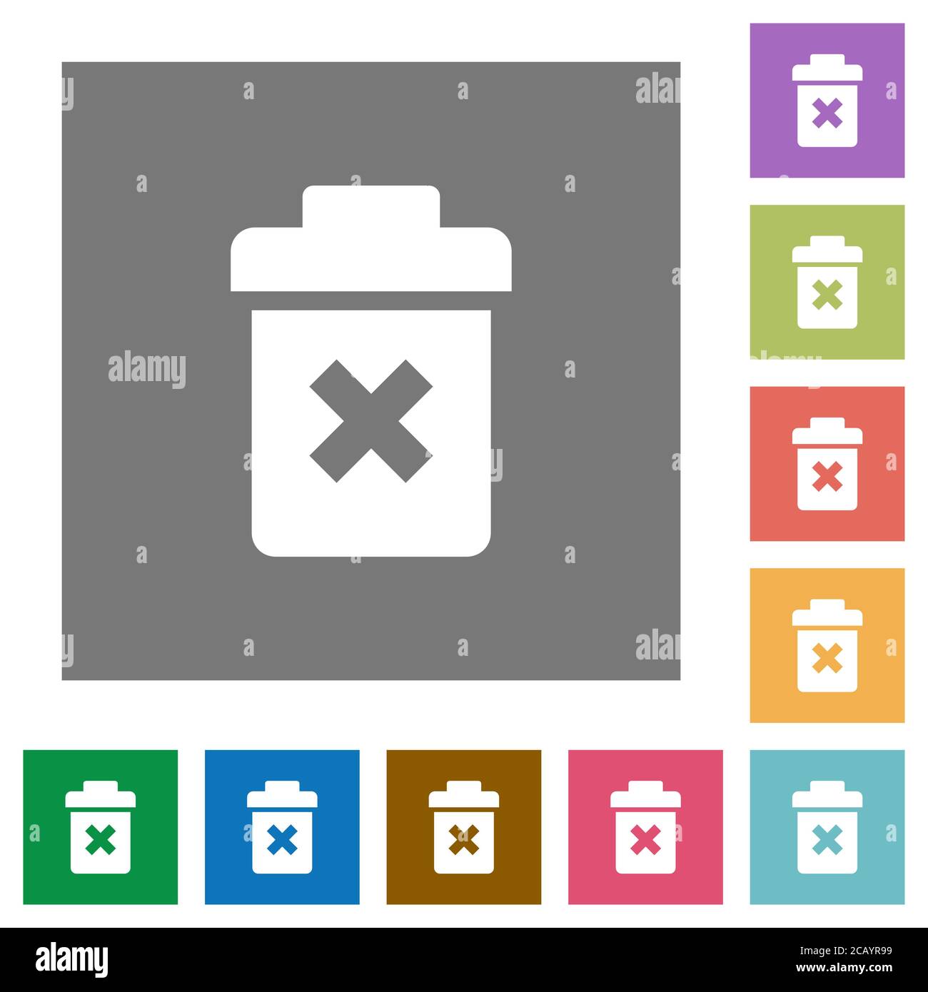 Delete flat icons on simple color square backgrounds Stock Vector Image ...
