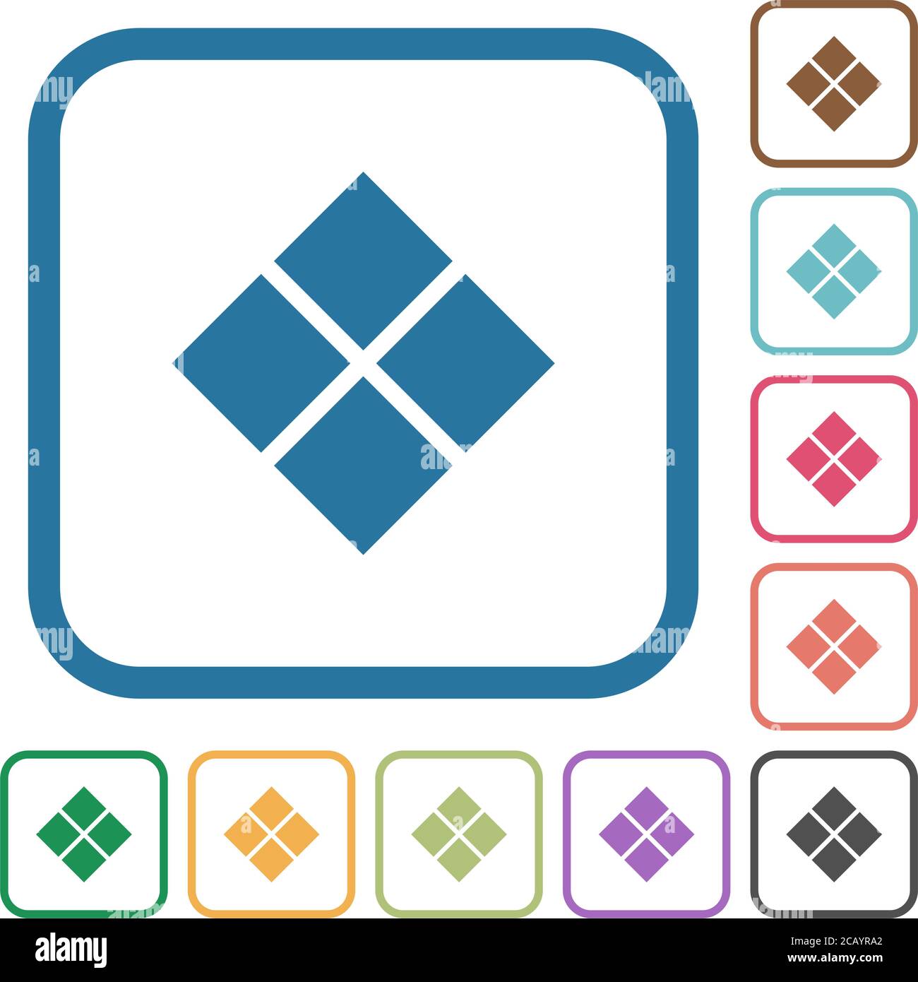 Diagonal tile pattern simple icons in color rounded square frames on white background Stock ...